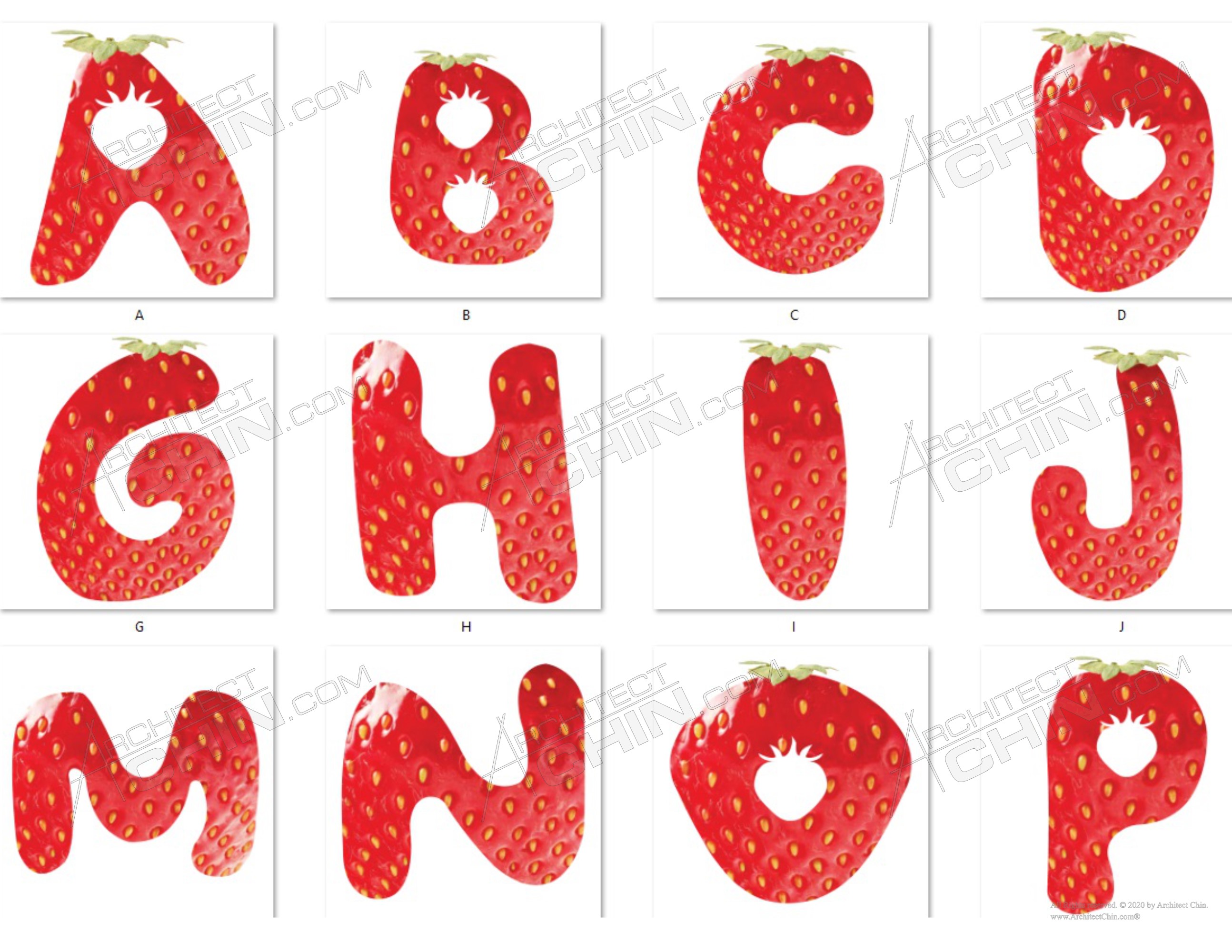 Strawberry Font: Strawberry Letters Alphabet | Digital Download ...